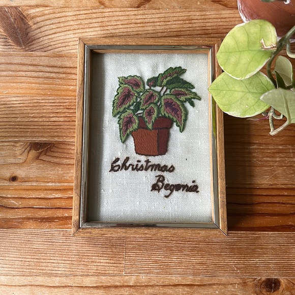 Vintage | Wall Decor | Vintage Needlepoint Crewel Plant Artwork | Poshmark
